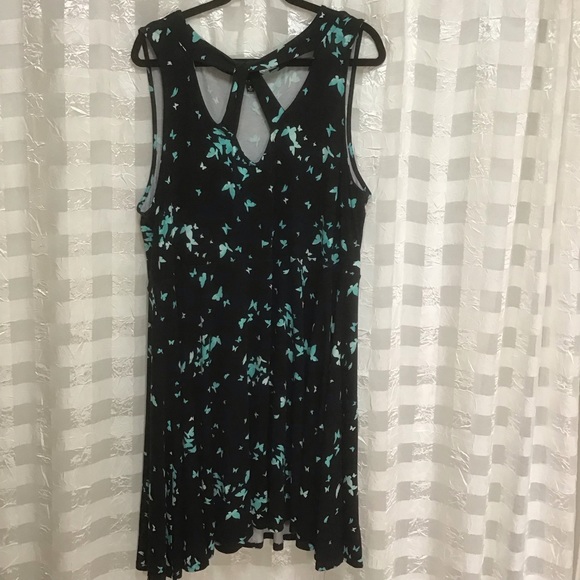 torrid | Dresses | Torrid Black Greenish Blue Butterfly Print Fit Flare ...